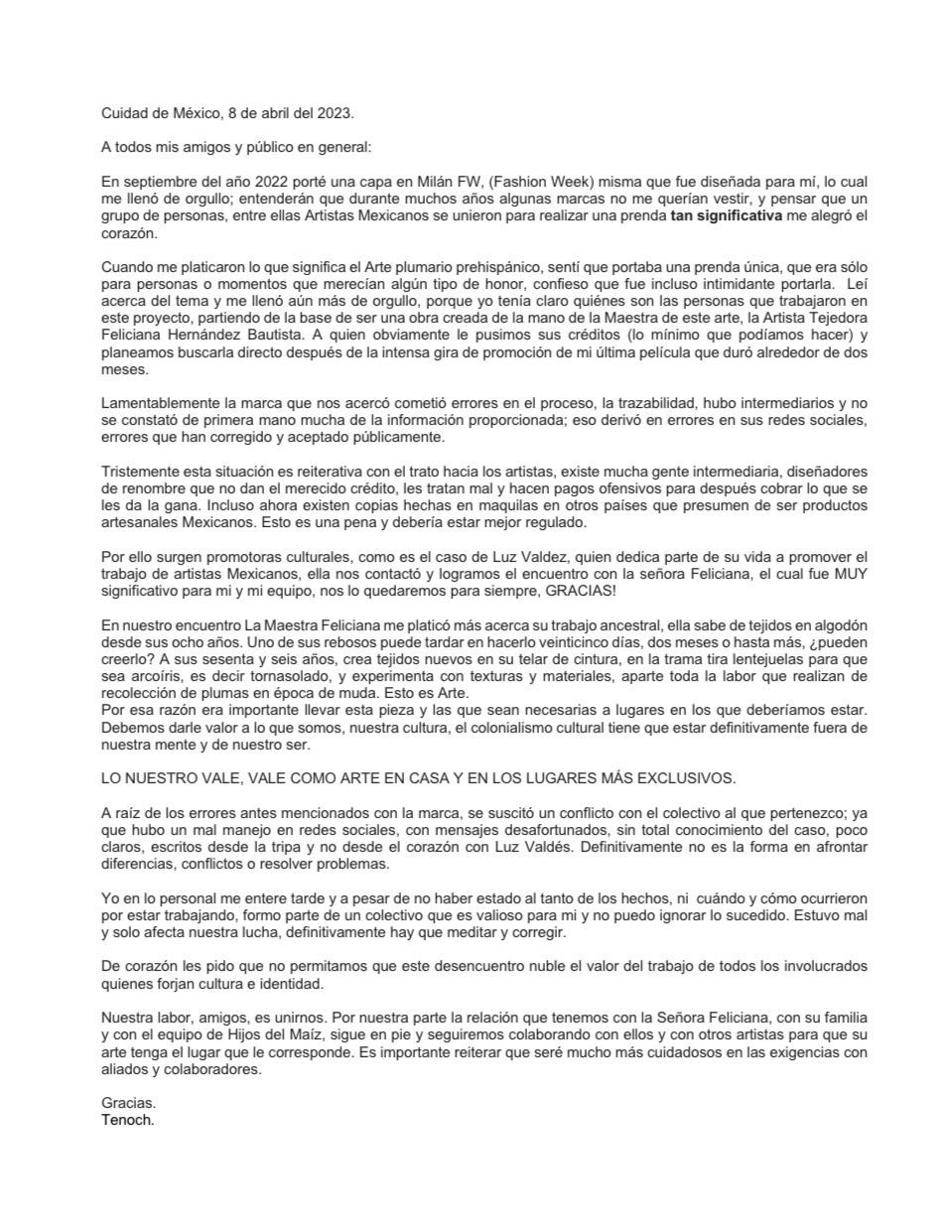 Tenoch Huerta envuelto en controversia por no brindar crédito a ...